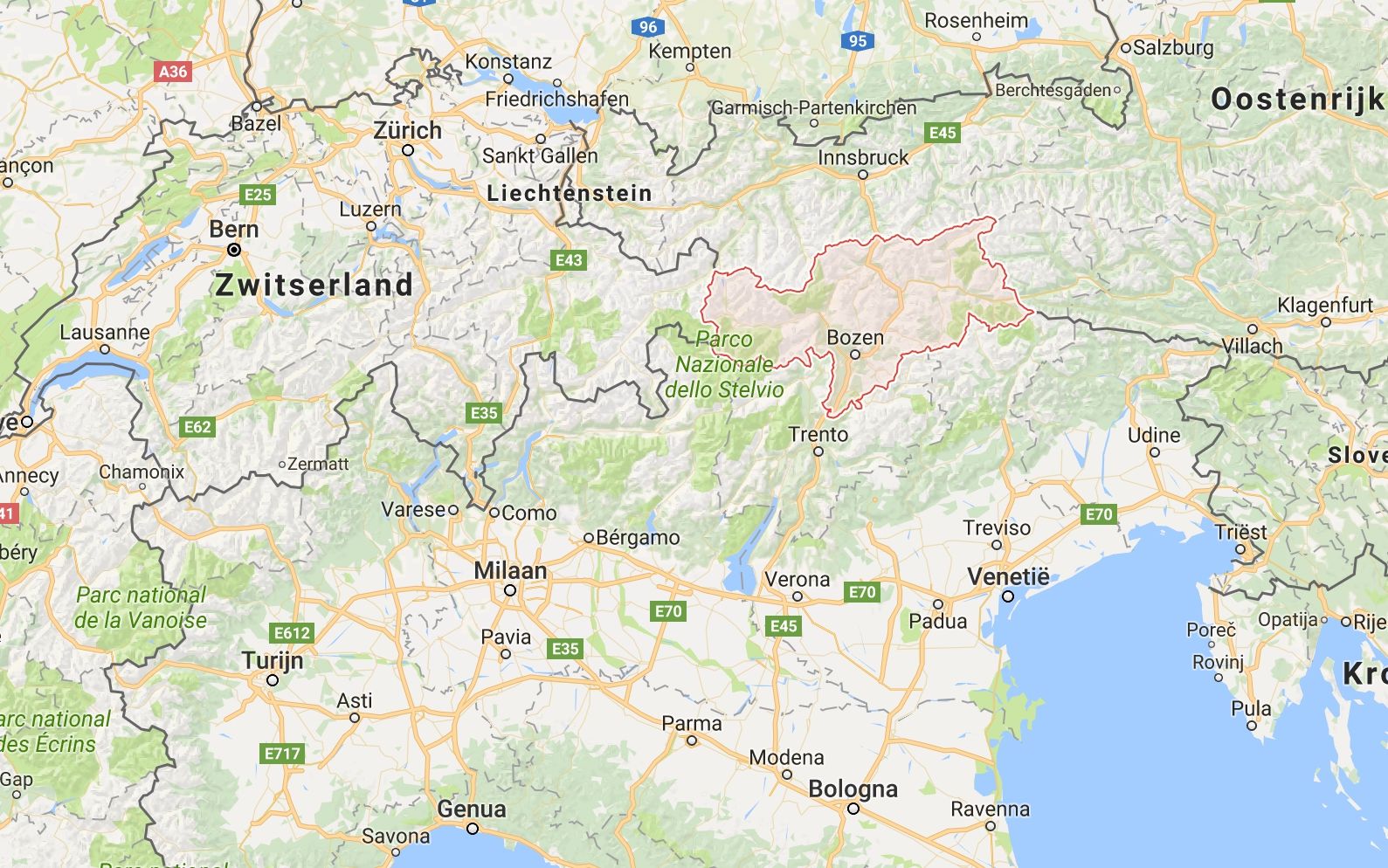 Dolomieten Kaart And Zuid Tirol Kaart Plaatsen In Zuid Tirol | Images ...